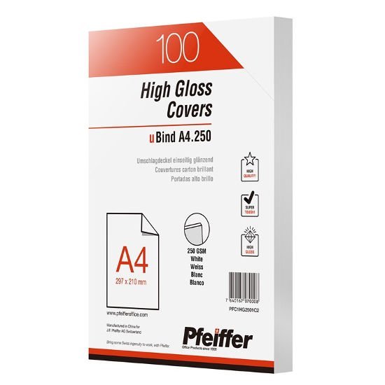 Pfeiffer High Gloss Covers A4 250gsm WHITE (Pkt 100) - $17.38 : BTI ...